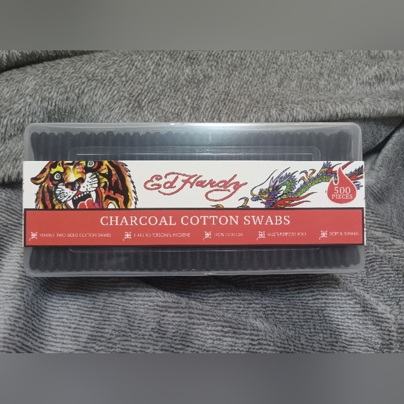 Ed Hardy | Bath | Nwt Ed Hardy Charcoal Cotton Swabs | Poshmark
